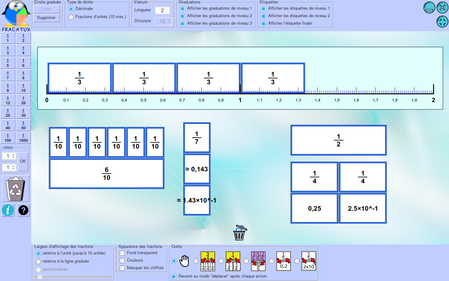 Manipuler des fractions avec Fracatux | Numérique éducatif